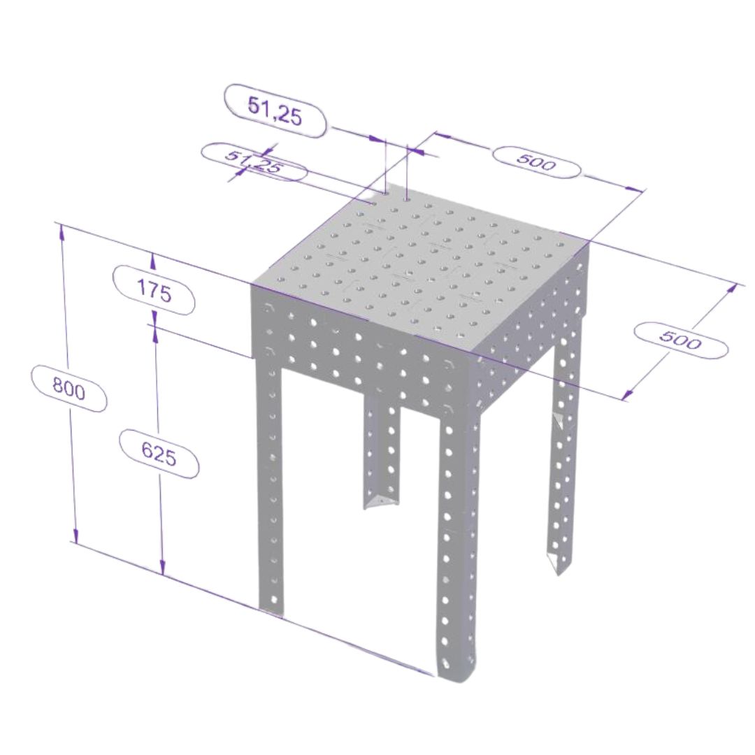 3D 500MM x 500MM x 175MM Heavy-duty Weld Table Without Gas Nitrided ...